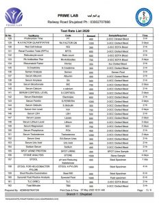 Rate List – Prime Lab